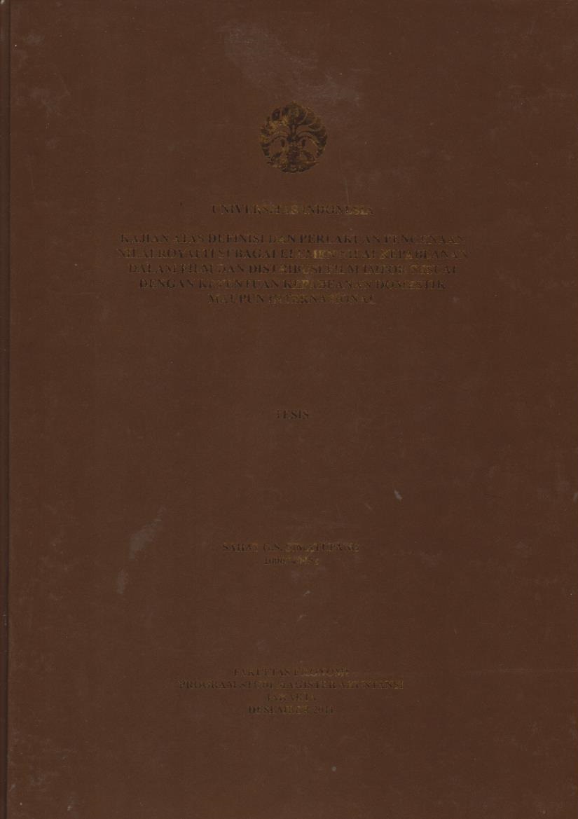 Tesis - Kajian atas Definisi dan Perlakuan Pengenaan Nilai Royalti ...