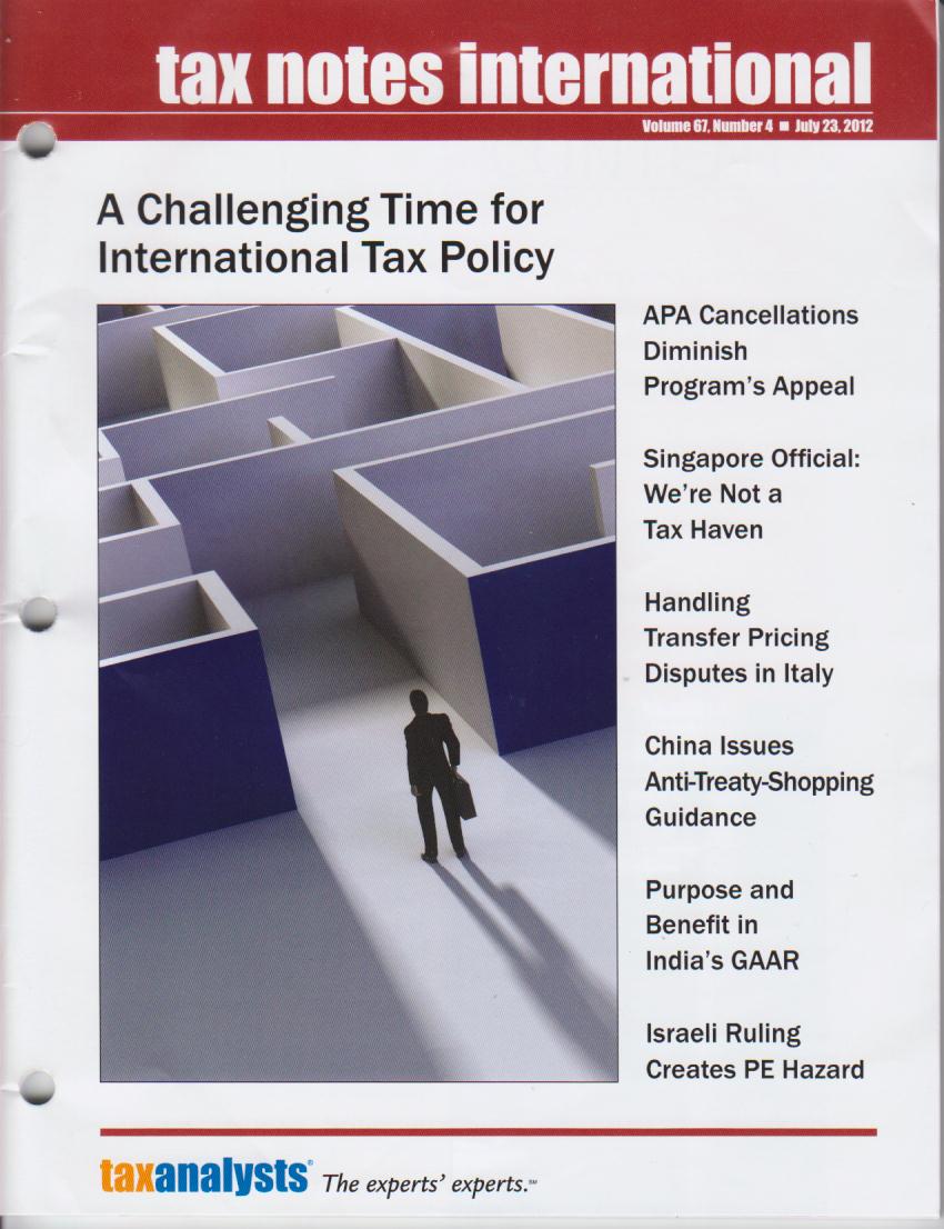 Tax Notes International: volume 67 number 4, july 23, 2012 | DDTC Library